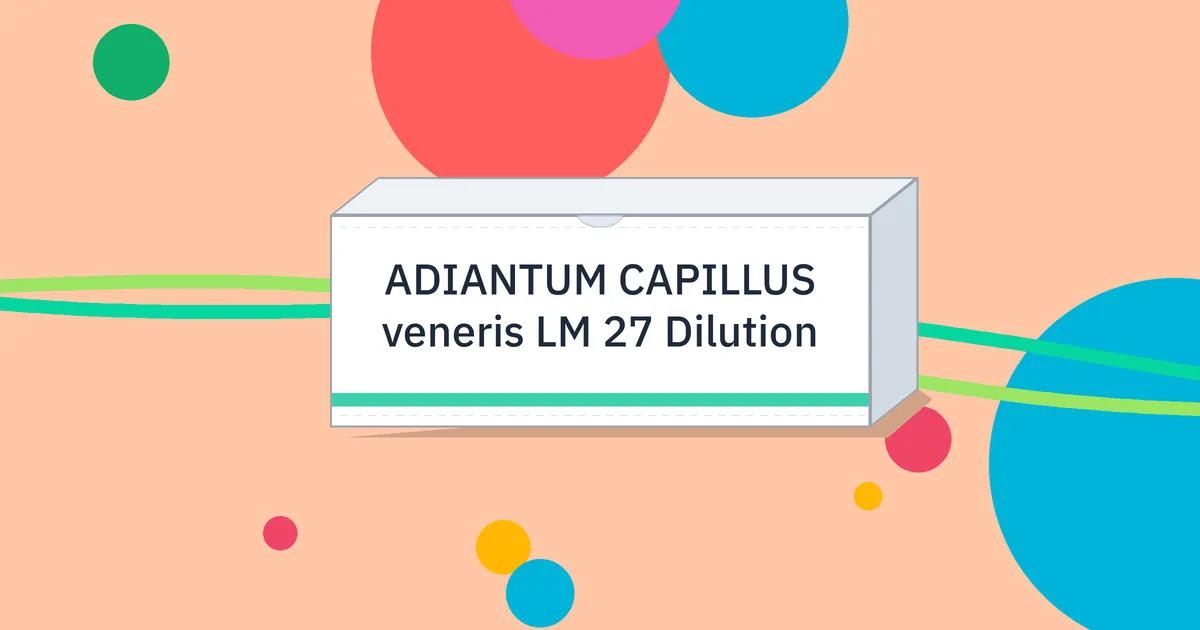 Symbolbild: Packung mit der Aufschrift ADIANTUM CAPILLUS veneris LM 27 Dilution (PZN 13295801) – Verfügbarkeit und Bezug in Apotheken in Frankfurt am Main