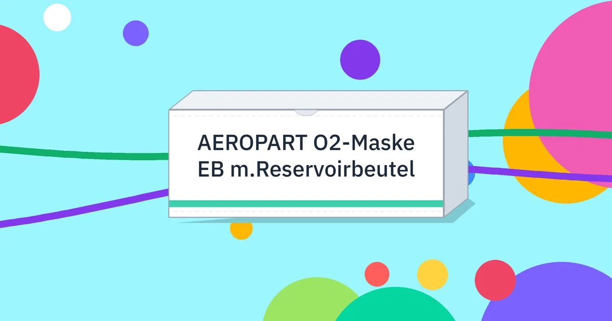 Symbolbild: Packung mit der Aufschrift AEROPART O2-Maske EB m.Reservoirbeutel (PZN 01075661) – Verfügbarkeit und Bezug in Apotheken in Frankfurt am Main