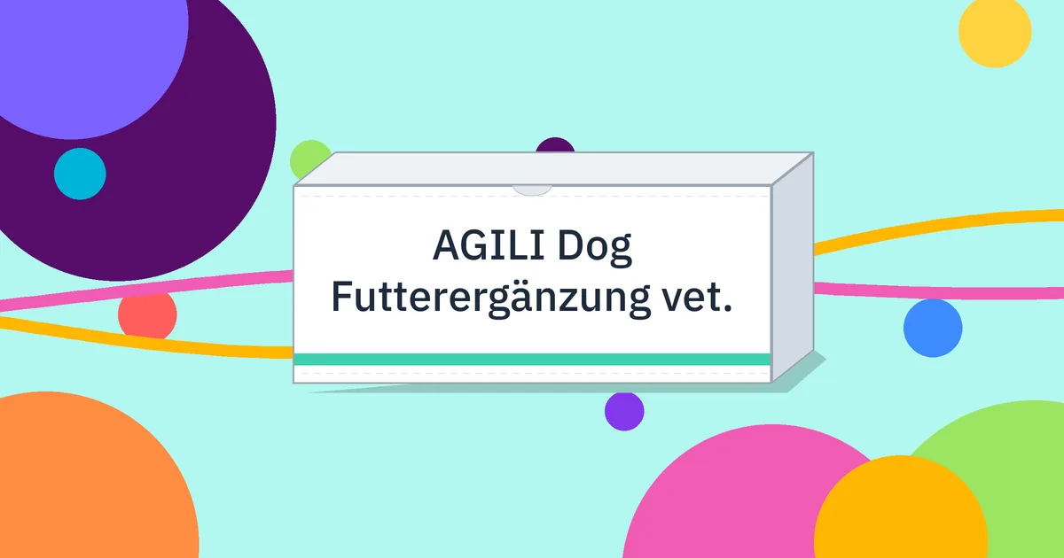 Symbolbild: Packung mit der Aufschrift AGILI Dog Futterergänzung vet. (PZN 02486811) – Verfügbarkeit und Bezug in Apotheken in Frankfurt am Main