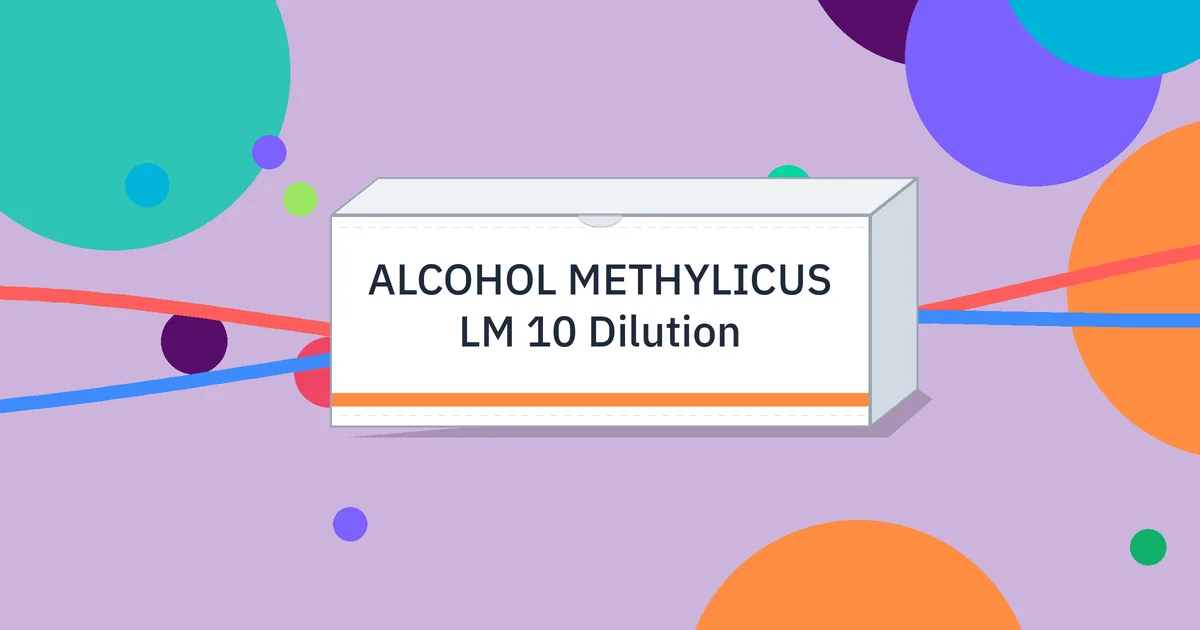 Symbolbild: Packung mit der Aufschrift ALCOHOL METHYLICUS LM 10 Dilution (PZN 13309207) – Verfügbarkeit und Bezug in Apotheken in Frankfurt am Main