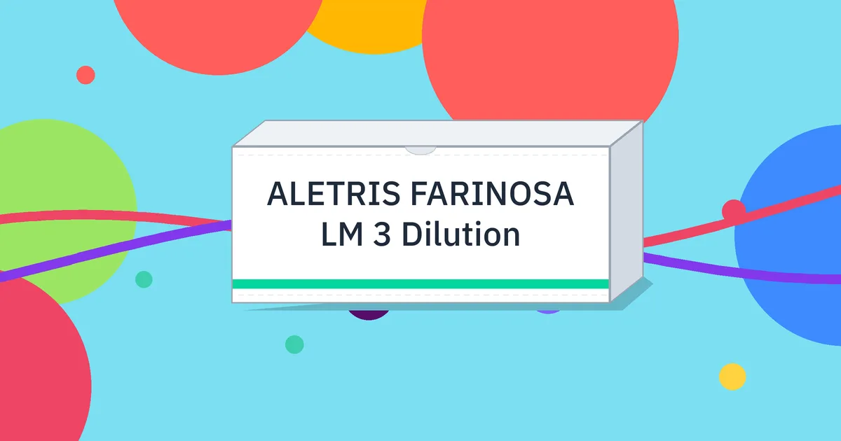 Symbolbild: Packung mit der Aufschrift ALETRIS FARINOSA LM 3 Dilution (PZN 13309584) – Verfügbarkeit und Bezug in Apotheken in Frankfurt am Main