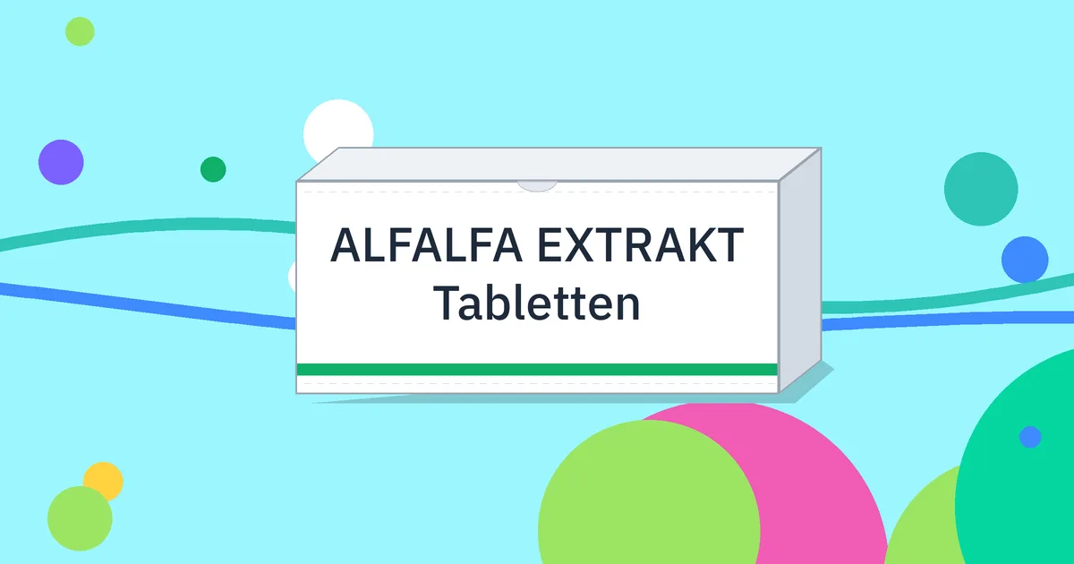 Symbolbild: Packung mit der Aufschrift ALFALFA EXTRAKT Tabletten (PZN 17606511) – Verfügbarkeit und Bezug in Apotheken in Frankfurt am Main