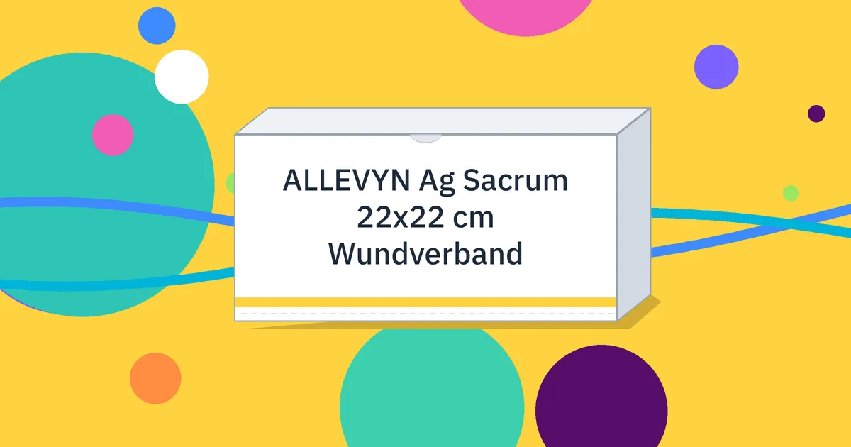 Symbolbild: Packung mit der Aufschrift ALLEVYN Ag Sacrum 22x22 cm Wundverband (PZN 17275391) – Verfügbarkeit und Bezug in Apotheken in Frankfurt am Main
