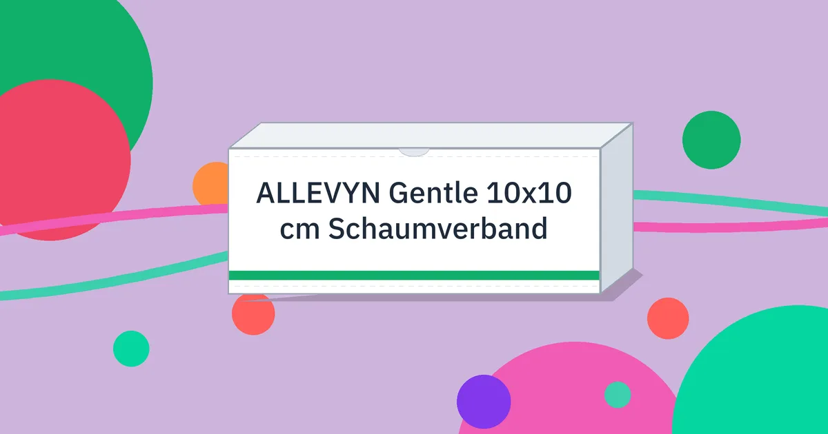 Symbolbild: Packung mit der Aufschrift ALLEVYN Gentle 10x10 cm Schaumverband (PZN 15823411) – Verfügbarkeit und Bezug in Apotheken in Frankfurt am Main