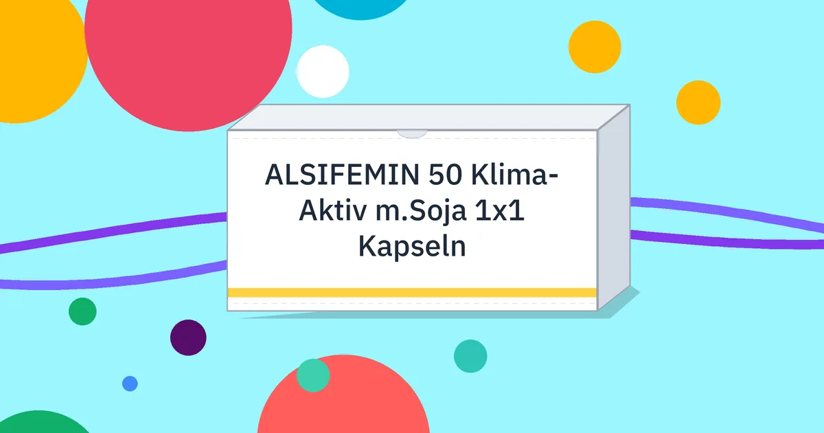 Symbolbild: Packung mit der Aufschrift ALSIFEMIN 50 Klima-Aktiv m.Soja 1x1 Kapseln (PZN 02518563) – Verfügbarkeit und Bezug in Apotheken in Frankfurt am Main