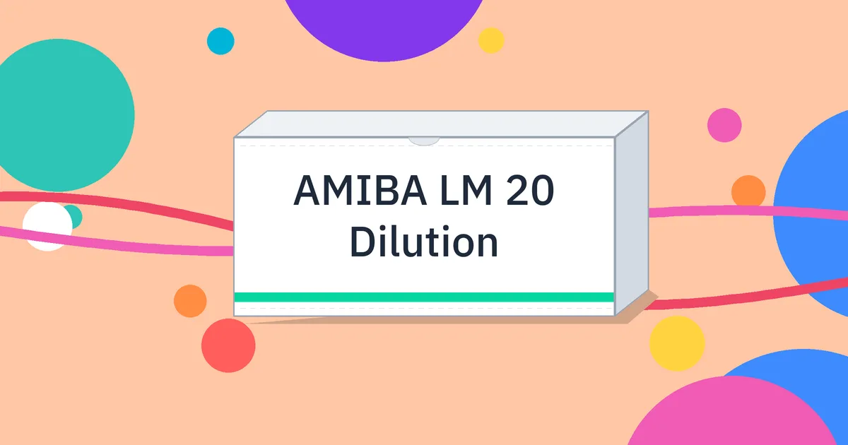 Symbolbild: Packung mit der Aufschrift AMIBA LM 20 Dilution (PZN 13318620) – Verfügbarkeit und Bezug in Apotheken in Frankfurt am Main