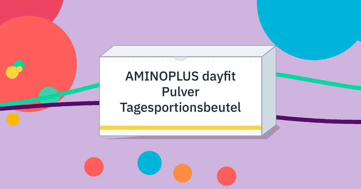 Symbolbild: Packung mit der Aufschrift AMINOPLUS dayfit Pulver Tagesportionsbeutel (PZN 18887239) – Verfügbarkeit und Bezug in Apotheken in Frankfurt am Main