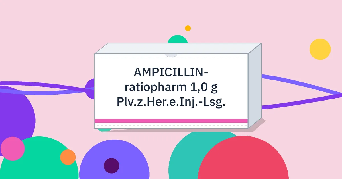 Symbolbild: Packung mit der Aufschrift AMPICILLIN-ratiopharm 1,0 g Plv.z.Her.e.Inj.-Lsg. (PZN 02036628) – Verfügbarkeit und Bezug in Apotheken in Frankfurt am Main