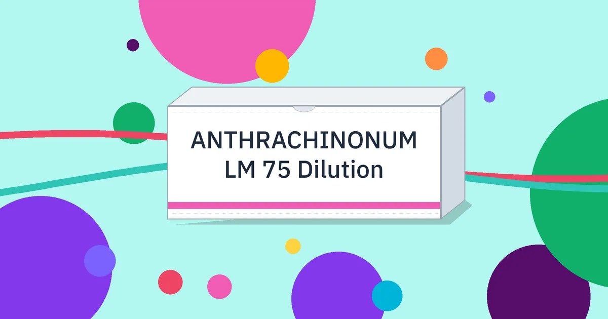 Symbolbild: Packung mit der Aufschrift ANTHRACHINONUM LM 75 Dilution (PZN 13371040) – Verfügbarkeit und Bezug in Apotheken in Frankfurt am Main