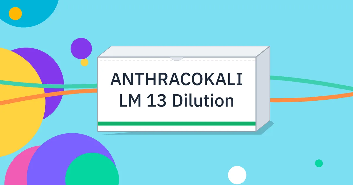Symbolbild: Packung mit der Aufschrift ANTHRACOKALI LM 13 Dilution (PZN 13371235) – Verfügbarkeit und Bezug in Apotheken in Frankfurt am Main