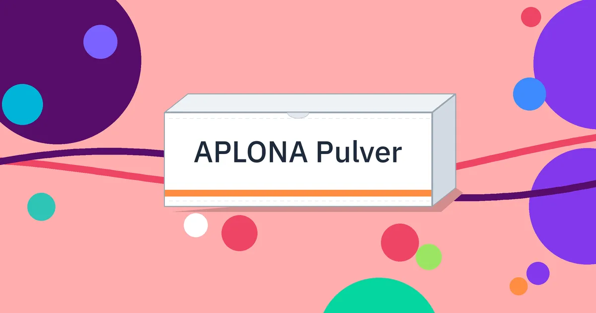 Symbolbild: Packung mit der Aufschrift APLONA Pulver (PZN 04974928) – Verfügbarkeit und Bezug in Apotheken in Frankfurt am Main