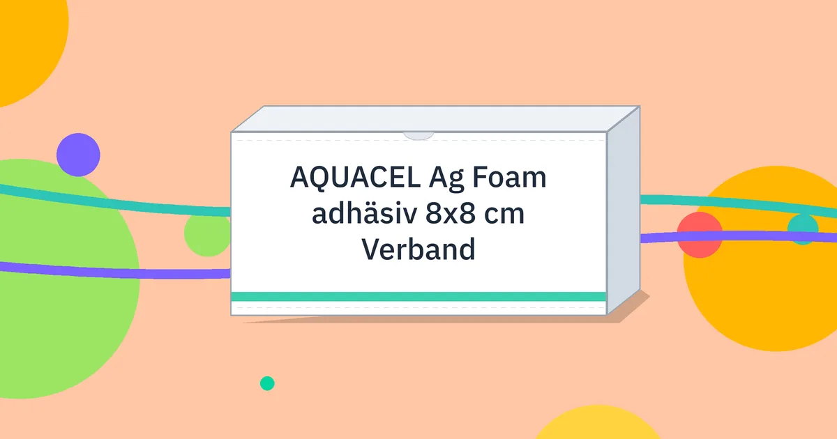 Symbolbild: Packung mit der Aufschrift AQUACEL Ag Foam adhäsiv 8x8 cm Verband (PZN 19166654) – Verfügbarkeit und Bezug in Apotheken in Frankfurt am Main