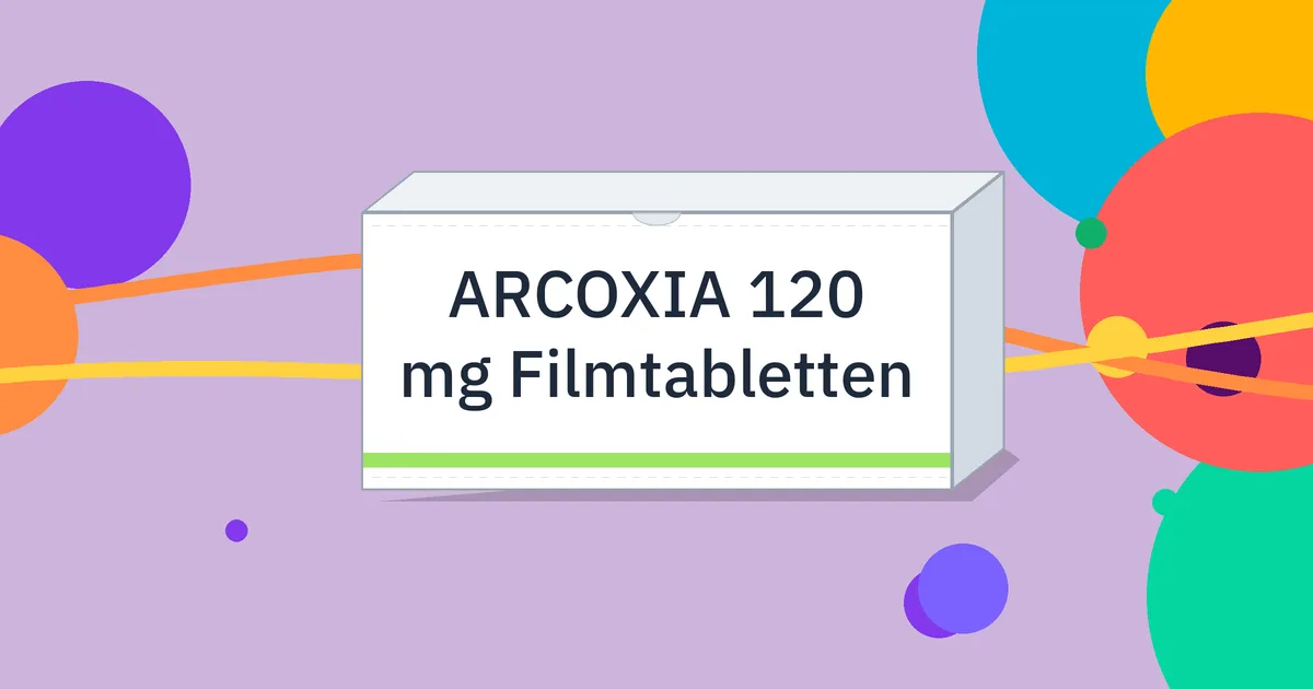 Symbolbild: Packung mit der Aufschrift ARCOXIA 120 mg Filmtabletten (PZN 15619490) – Verfügbarkeit und Bezug in Apotheken in Frankfurt am Main