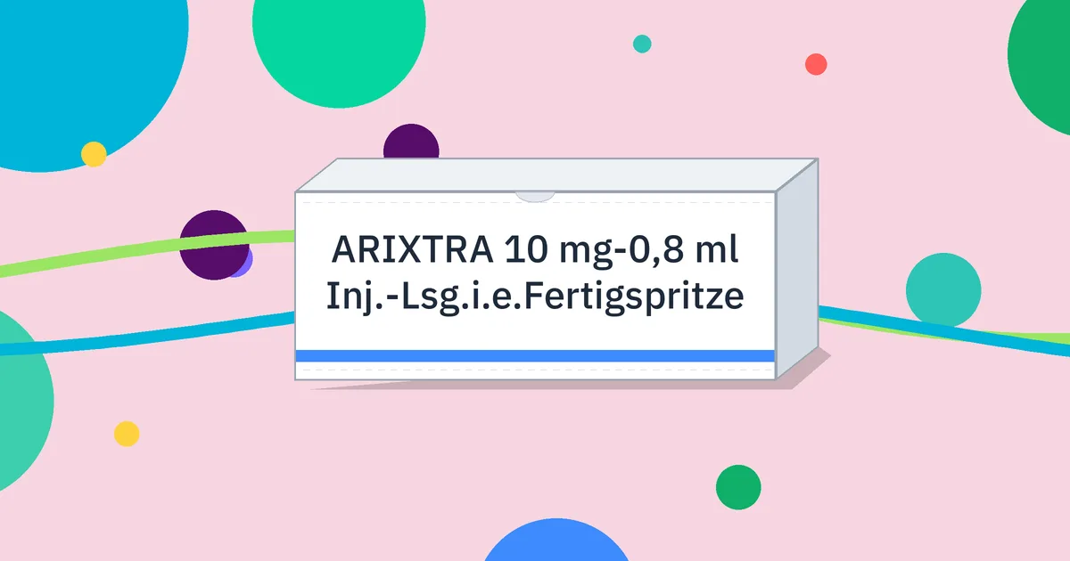 Symbolbild: Packung mit der Aufschrift ARIXTRA 10 mg-0,8 ml Inj.-Lsg.i.e.Fertigspritze (PZN 13754841) – Verfügbarkeit und Bezug in Apotheken in Frankfurt am Main