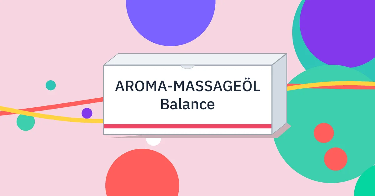 Symbolbild: Packung mit der Aufschrift AROMA-MASSAGEÖL Balance (PZN 11599810) – Verfügbarkeit und Bezug in Apotheken in Frankfurt am Main