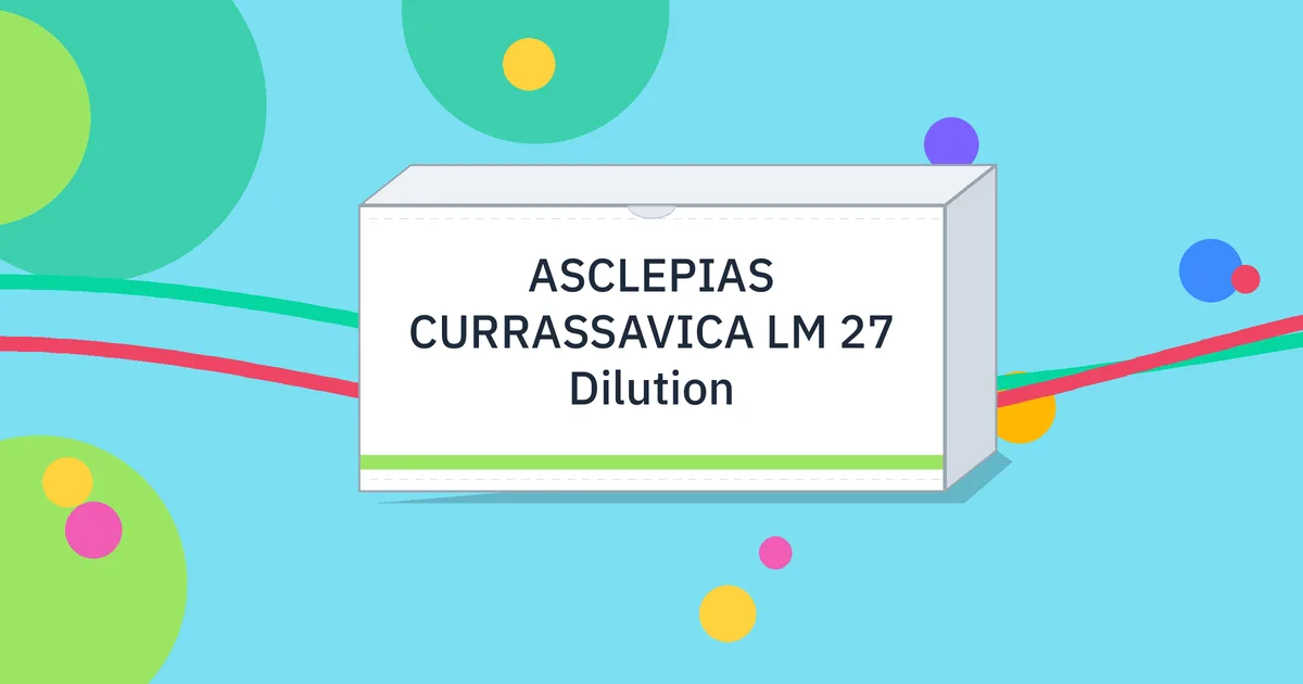 Symbolbild: Packung mit der Aufschrift ASCLEPIAS CURRASSAVICA LM 27 Dilution (PZN 13400474) – Verfügbarkeit und Bezug in Apotheken in Frankfurt am Main