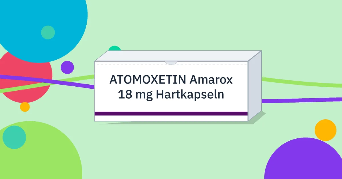 Symbolbild: Packung mit der Aufschrift ATOMOXETIN Amarox 18 mg Hartkapseln (PZN 19178568) – Verfügbarkeit und Bezug in Apotheken in Frankfurt am Main