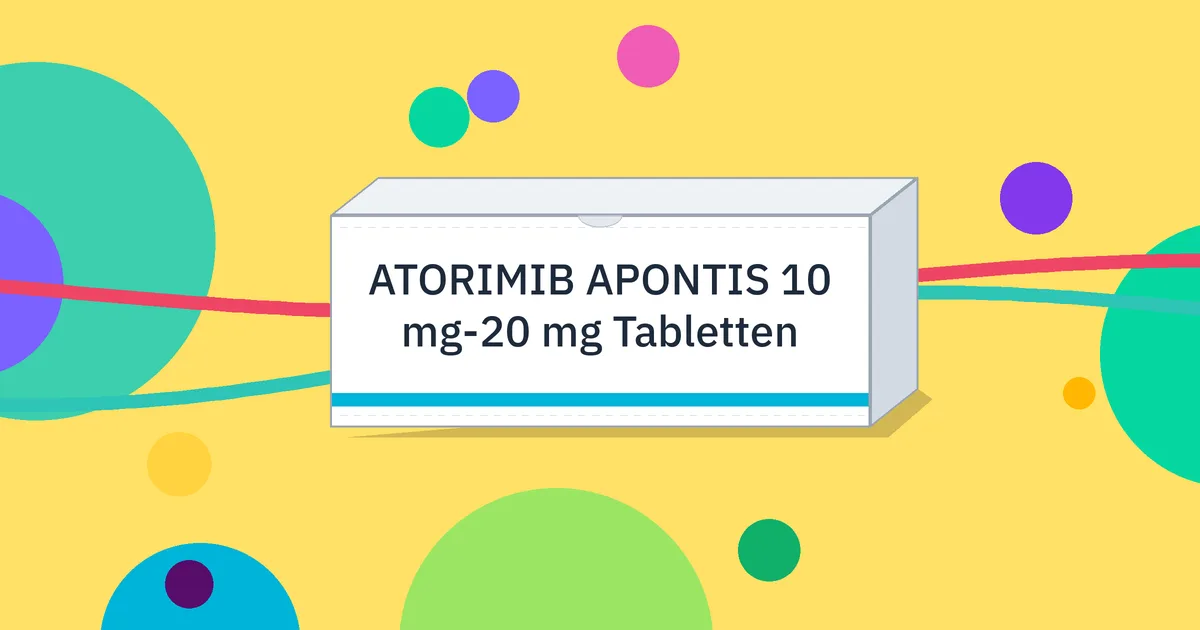 Symbolbild: Packung mit der Aufschrift ATORIMIB APONTIS 10 mg-20 mg Tabletten (PZN 19906105) – Verfügbarkeit und Bezug in Apotheken in Frankfurt am Main