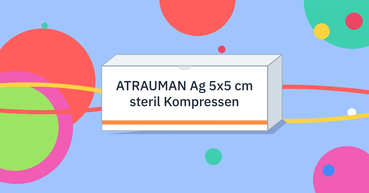 Symbolbild: Packung mit der Aufschrift ATRAUMAN Ag 5x5 cm steril Kompressen (PZN 13652655) – Verfügbarkeit und Bezug in Apotheken in Frankfurt am Main
