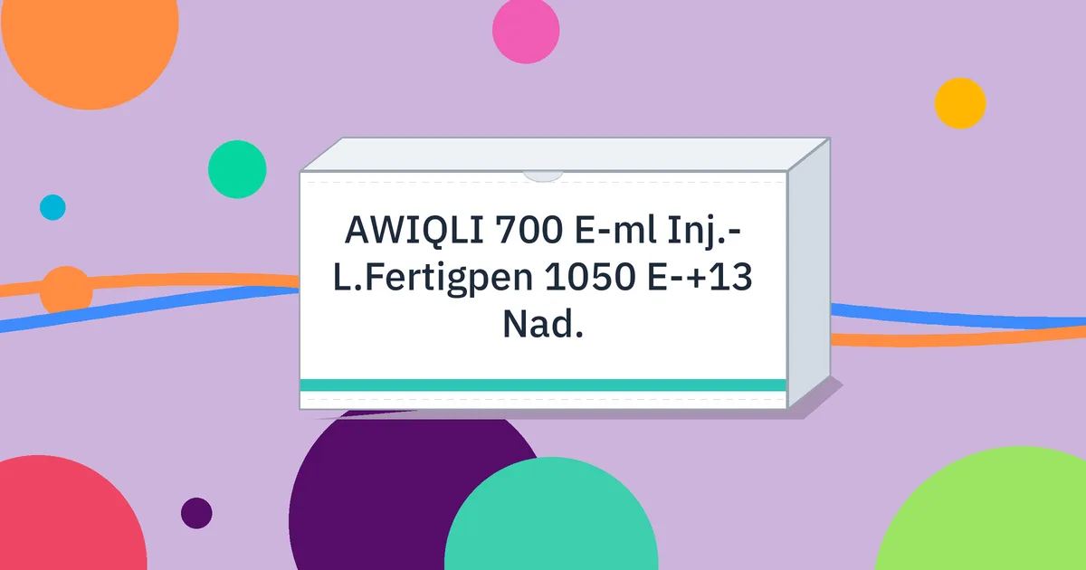 Symbolbild: Packung mit der Aufschrift AWIQLI 700 E-ml Inj.-L.Fertigpen 1050 E-+13 Nad. (PZN 19281154) – Verfügbarkeit und Bezug in Apotheken in Frankfurt am Main