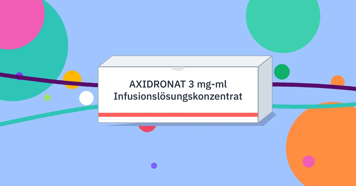 Symbolbild: Packung mit der Aufschrift AXIDRONAT 3 mg-ml Infusionslösungskonzentrat (PZN 05965400) – Verfügbarkeit und Bezug in Apotheken in Frankfurt am Main
