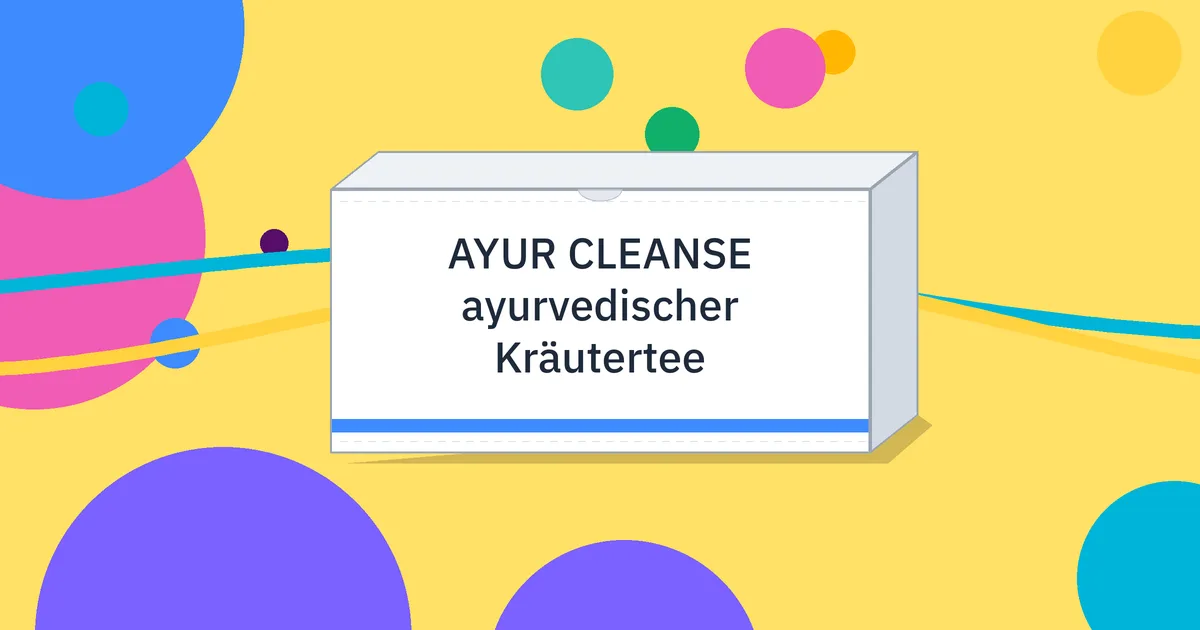 Symbolbild: Packung mit der Aufschrift AYUR CLEANSE ayurvedischer Kräutertee (PZN 01294877) – Verfügbarkeit und Bezug in Apotheken in Frankfurt am Main