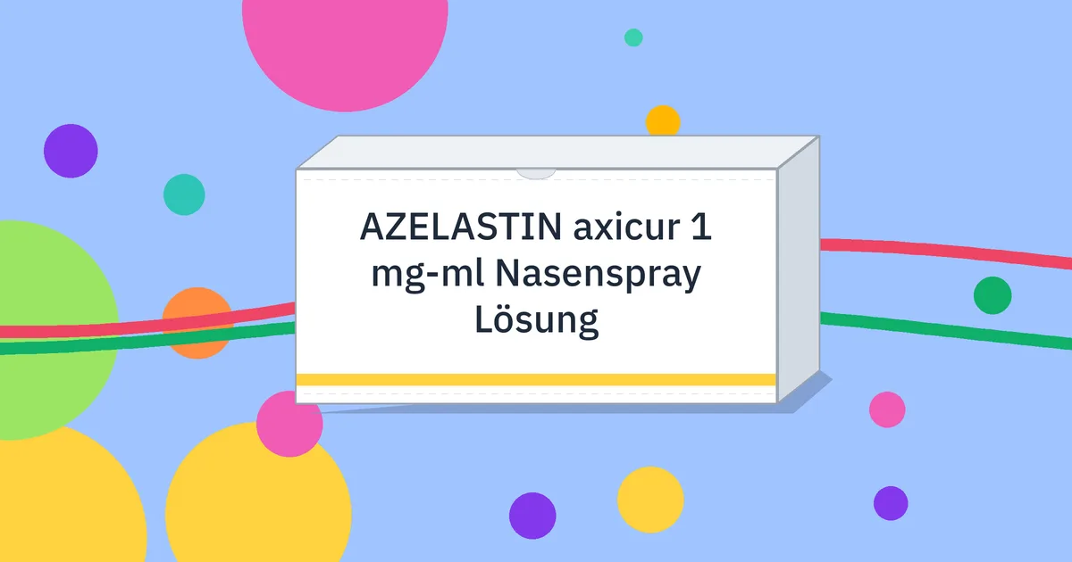 Symbolbild: Packung mit der Aufschrift AZELASTIN axicur 1 mg-ml Nasenspray Lösung (PZN 20196117) – Verfügbarkeit und Bezug in Apotheken in Frankfurt am Main