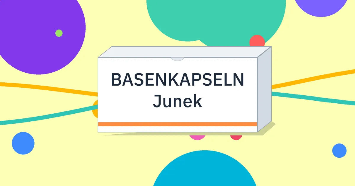 Symbolbild: Packung mit der Aufschrift BASENKAPSELN Junek (PZN 10051398) – Verfügbarkeit und Bezug in Apotheken in Frankfurt am Main