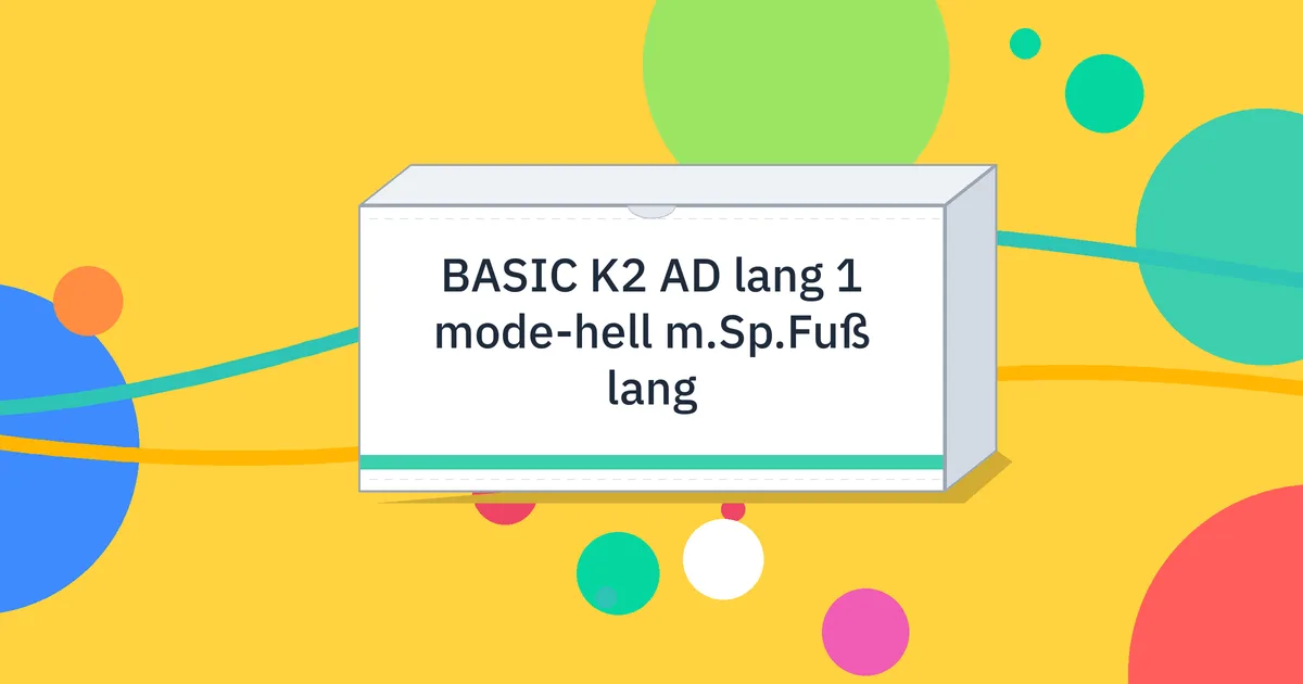 Symbolbild: Packung mit der Aufschrift BASIC K2 AD lang 1 mode-hell m.Sp.Fuß lang (PZN 20263569) – Verfügbarkeit und Bezug in Apotheken in Frankfurt am Main