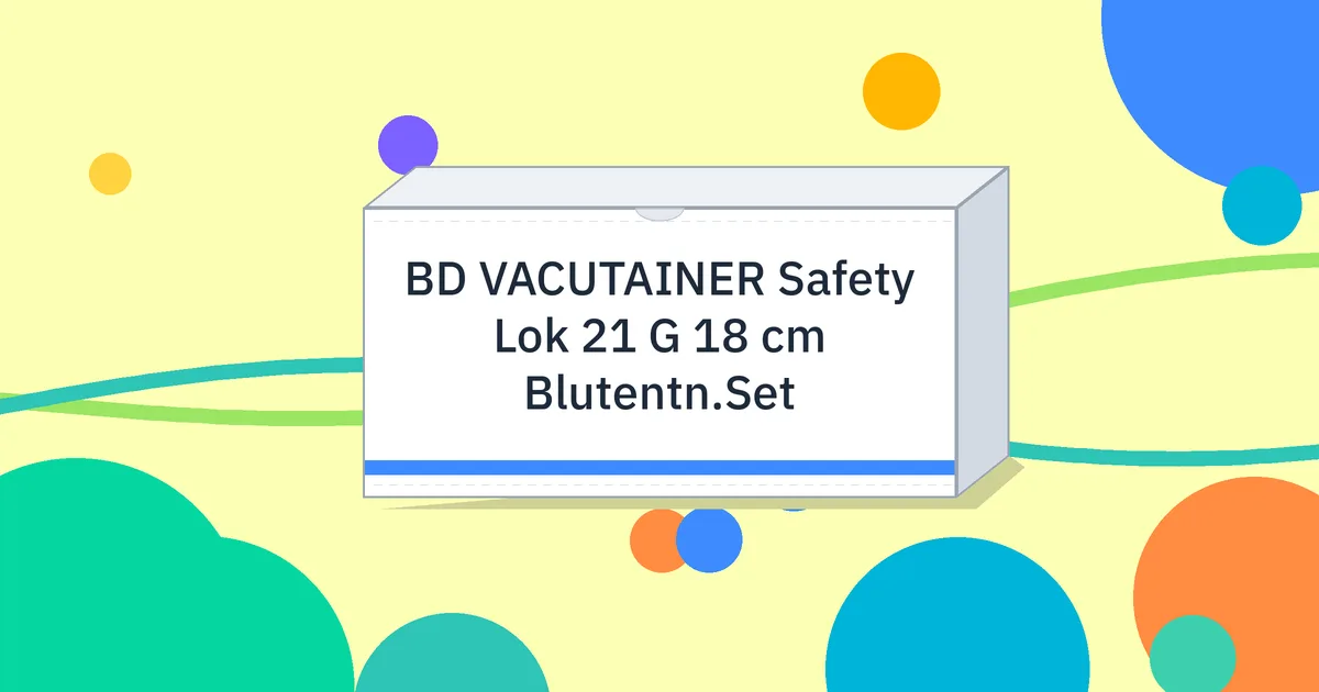 Symbolbild: Packung mit der Aufschrift BD VACUTAINER Safety Lok 21 G 18 cm Blutentn.Set (PZN 01111492) – Verfügbarkeit und Bezug in Apotheken in Frankfurt am Main