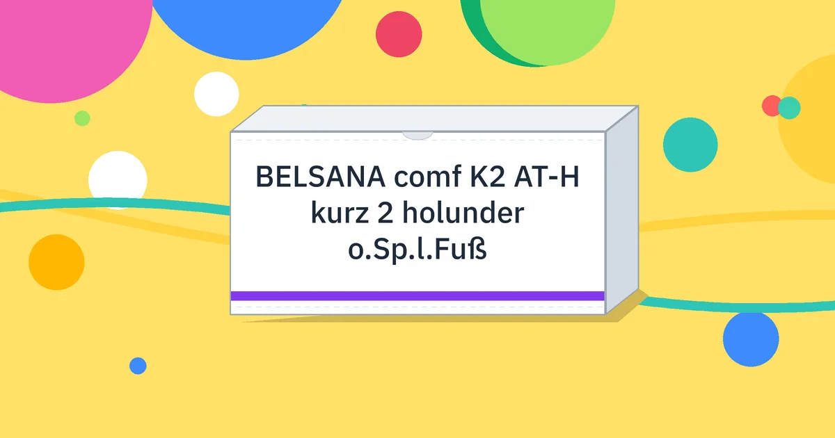 Symbolbild: Packung mit der Aufschrift BELSANA comf K2 AT-H kurz 2 holunder o.Sp.l.Fuß (PZN 12328622) – Verfügbarkeit und Bezug in Apotheken in Frankfurt am Main