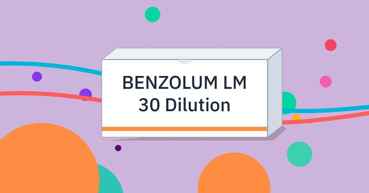 Symbolbild: Packung mit der Aufschrift BENZOLUM LM 30 Dilution (PZN 12792667) – Verfügbarkeit und Bezug in Apotheken in Frankfurt am Main