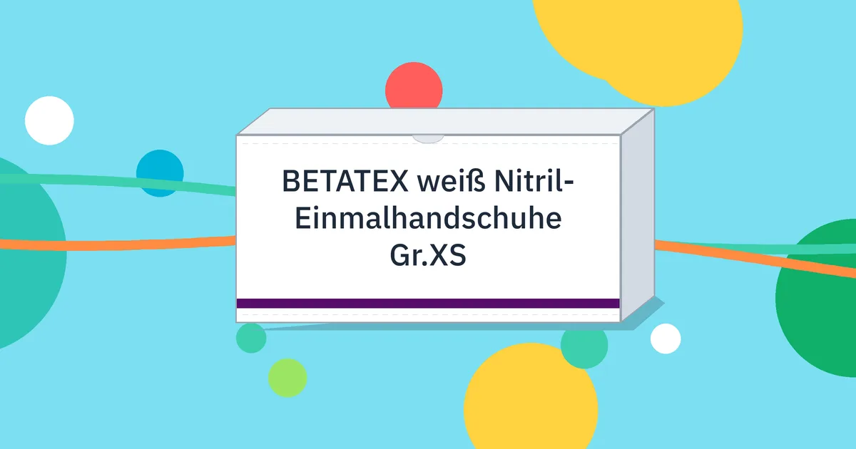 Symbolbild: Packung mit der Aufschrift BETATEX weiß Nitril-Einmalhandschuhe Gr.XS (PZN 17816993) – Verfügbarkeit und Bezug in Apotheken in Frankfurt am Main