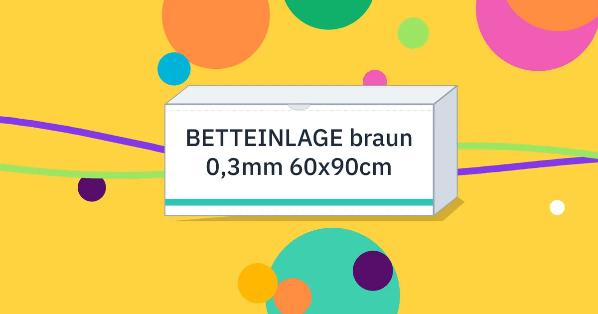 Symbolbild: Packung mit der Aufschrift BETTEINLAGE braun 0,3mm 60x90cm (PZN 01724881) – Verfügbarkeit und Bezug in Apotheken in Frankfurt am Main