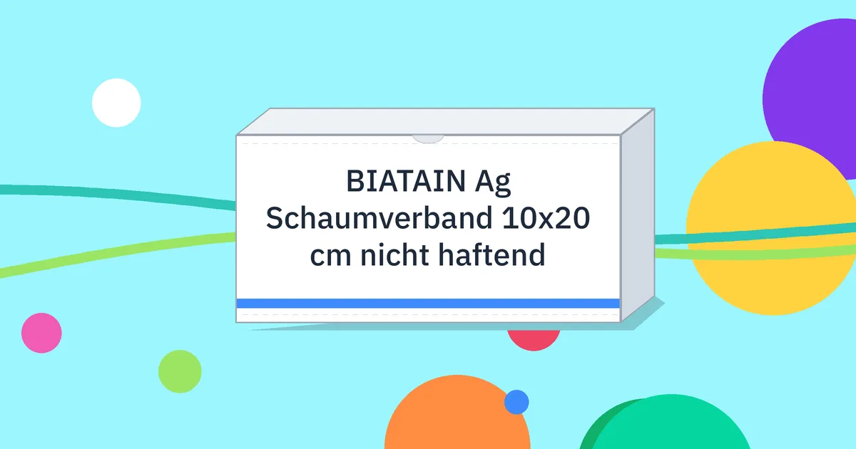 Symbolbild: Packung mit der Aufschrift BIATAIN Ag Schaumverband 10x20 cm nicht haftend (PZN 17879189) – Verfügbarkeit und Bezug in Apotheken in Frankfurt am Main