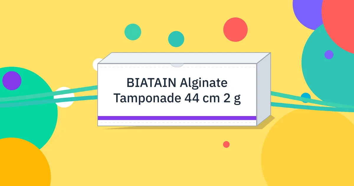 Symbolbild: Packung mit der Aufschrift BIATAIN Alginate Tamponade 44 cm 2 g (PZN 18776037) – Verfügbarkeit und Bezug in Apotheken in Frankfurt am Main