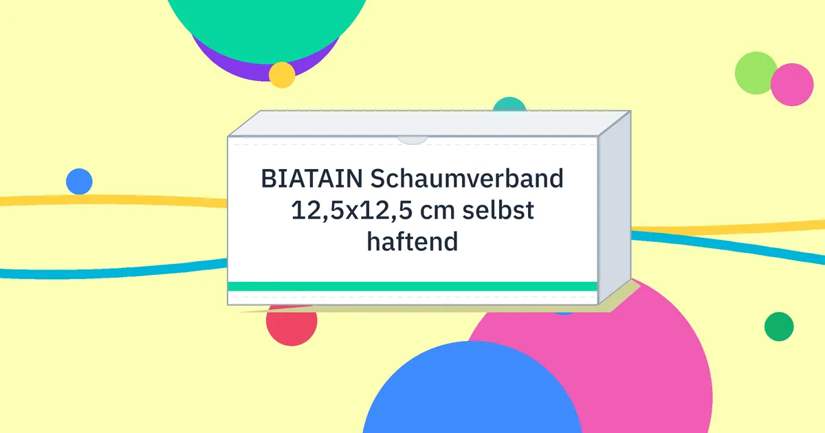 Symbolbild: Packung mit der Aufschrift BIATAIN Schaumverband 12,5x12,5 cm selbst haftend (PZN 14331686) – Verfügbarkeit und Bezug in Apotheken in Frankfurt am Main