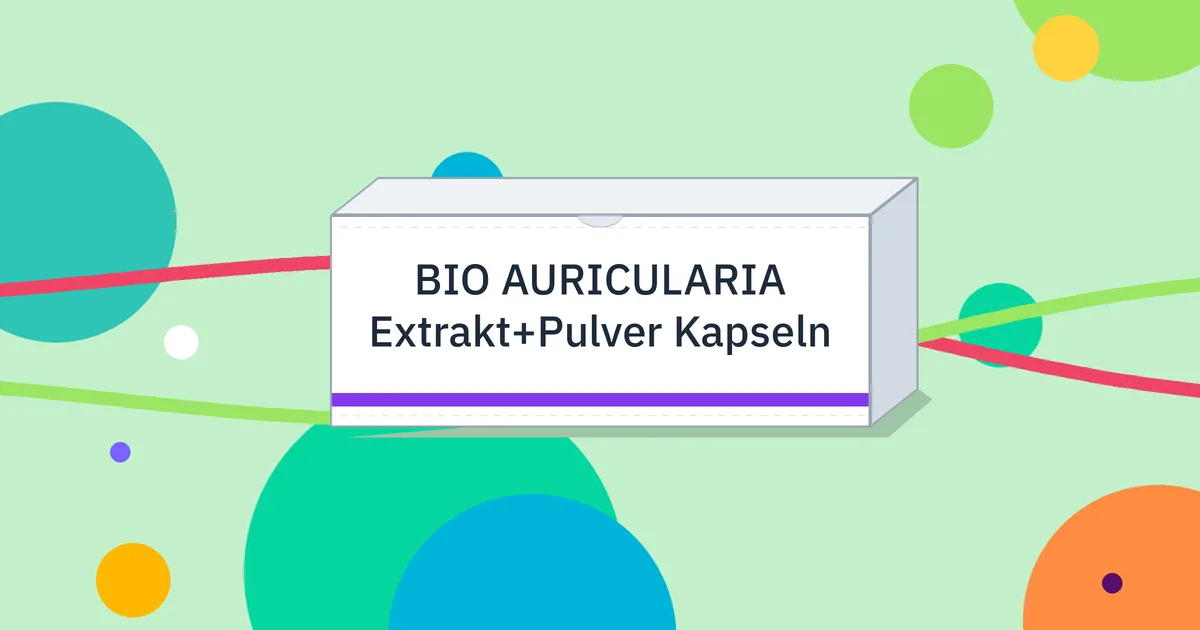 Symbolbild: Packung mit der Aufschrift BIO AURICULARIA Extrakt+Pulver Kapseln (PZN 17566355) – Verfügbarkeit und Bezug in Apotheken in Frankfurt am Main
