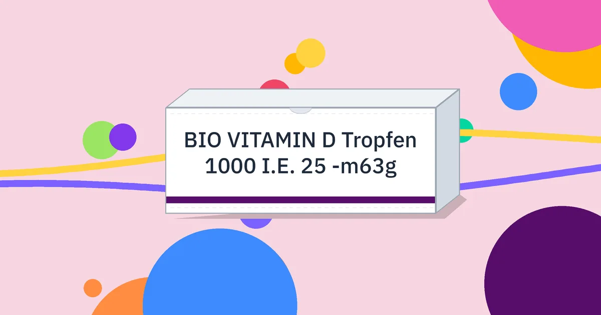 Symbolbild: Packung mit der Aufschrift BIO VITAMIN D Tropfen 1000 I.E. 25 -m63g (PZN 20600268) – Verfügbarkeit und Bezug in Apotheken in Frankfurt am Main