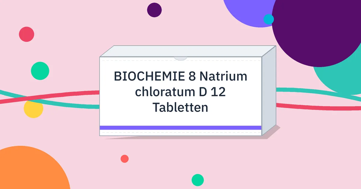 Symbolbild: Packung mit der Aufschrift BIOCHEMIE 8 Natrium chloratum D 12 Tabletten (PZN 05956022) – Verfügbarkeit und Bezug in Apotheken in Frankfurt am Main