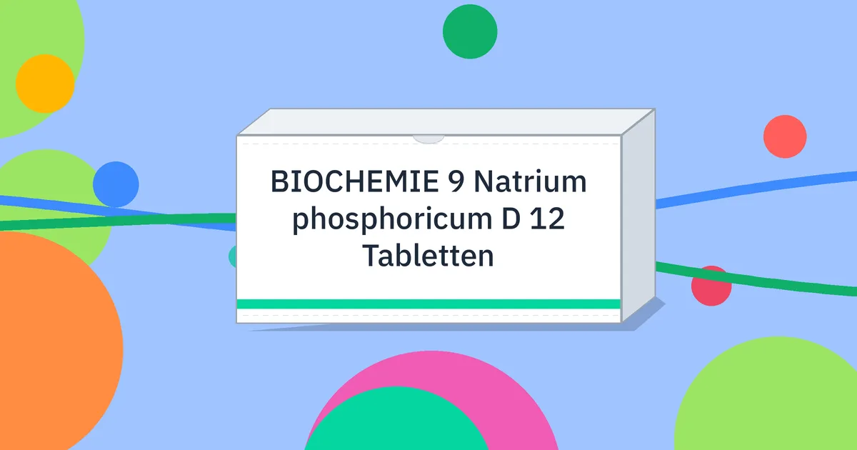 Symbolbild: Packung mit der Aufschrift BIOCHEMIE 9 Natrium phosphoricum D 12 Tabletten (PZN 01073828) – Verfügbarkeit und Bezug in Apotheken in Frankfurt am Main