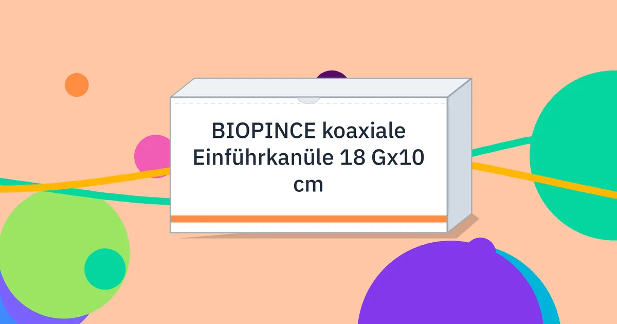 Symbolbild: Packung mit der Aufschrift BIOPINCE koaxiale Einführkanüle 18 Gx10 cm (PZN 02294537) – Verfügbarkeit und Bezug in Apotheken in Frankfurt am Main