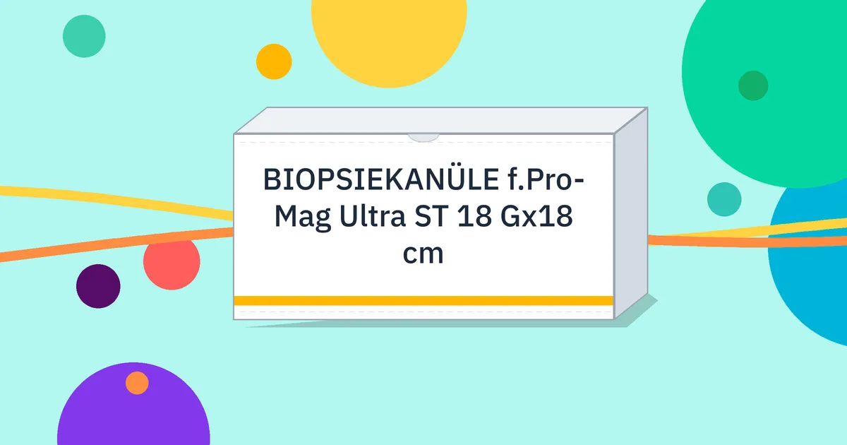 Symbolbild: Packung mit der Aufschrift BIOPSIEKANÜLE f.Pro-Mag Ultra ST 18 Gx18 cm (PZN 00425811) – Verfügbarkeit und Bezug in Apotheken in Frankfurt am Main