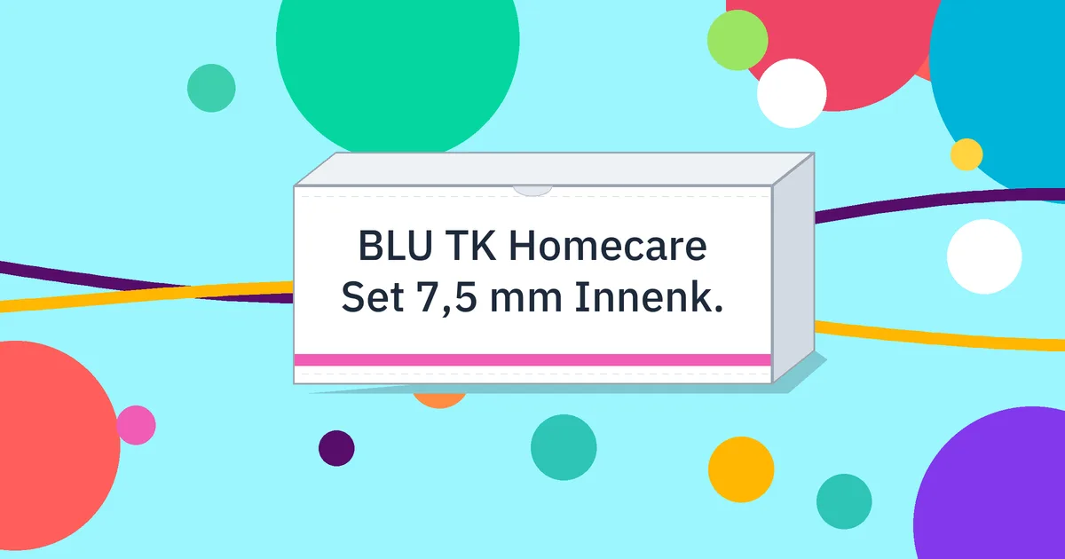 Symbolbild: Packung mit der Aufschrift BLU TK Homecare Set 7,5 mm Innenk. (PZN 02150821) – Verfügbarkeit und Bezug in Apotheken in Frankfurt am Main