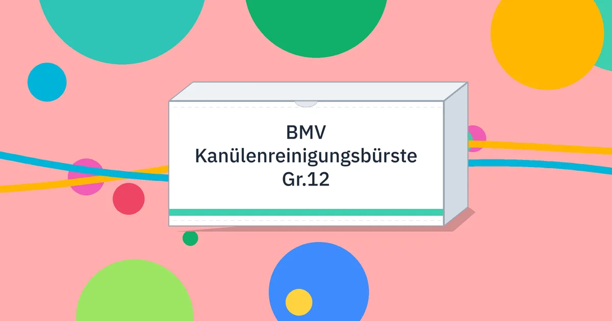 Symbolbild: Packung mit der Aufschrift BMV Kanülenreinigungsbürste Gr.12 (PZN 10083205) – Verfügbarkeit und Bezug in Apotheken in Frankfurt am Main