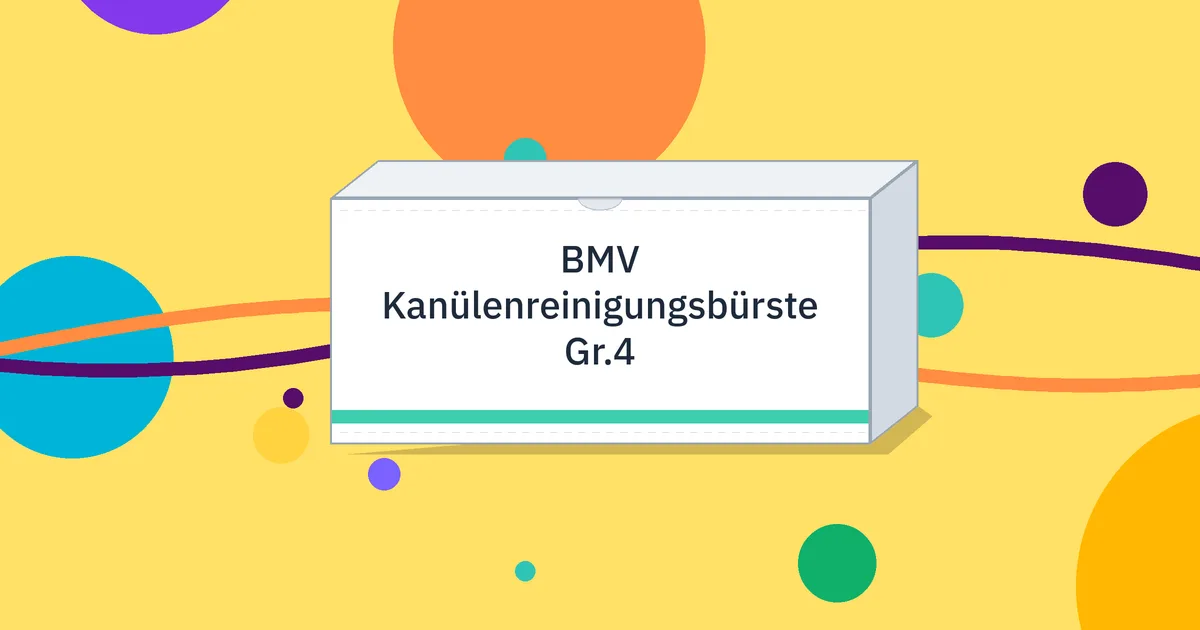 Symbolbild: Packung mit der Aufschrift BMV Kanülenreinigungsbürste Gr.4 (PZN 11093766) – Verfügbarkeit und Bezug in Apotheken in Frankfurt am Main