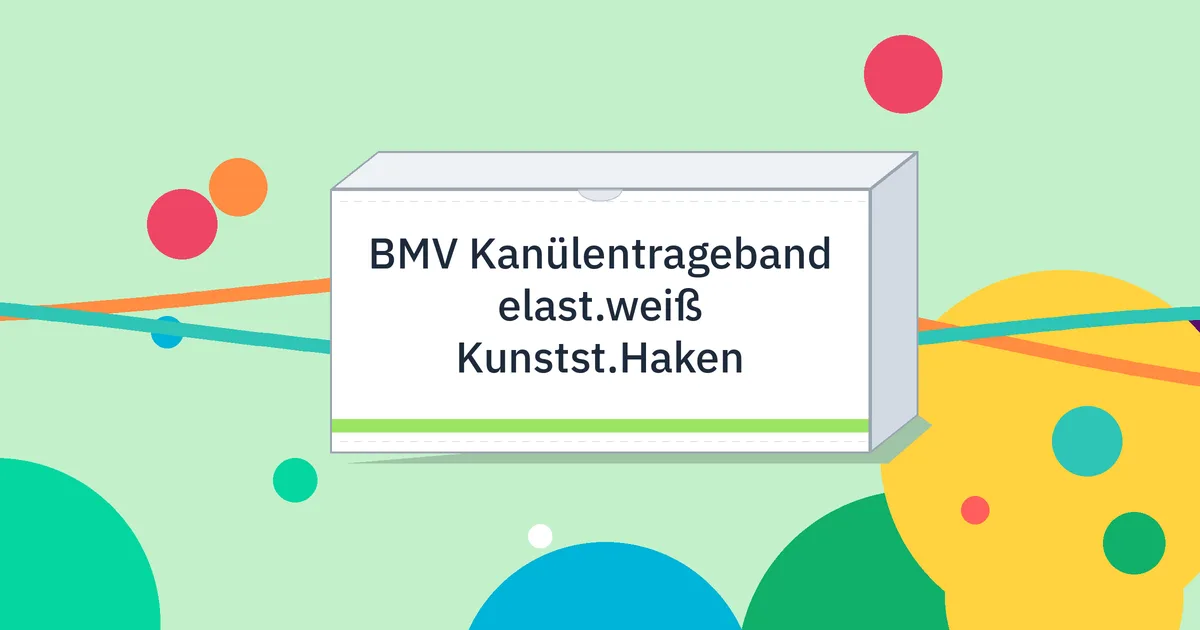 Symbolbild: Packung mit der Aufschrift BMV Kanülentrageband elast.weiß Kunstst.Haken (PZN 16661583) – Verfügbarkeit und Bezug in Apotheken in Frankfurt am Main