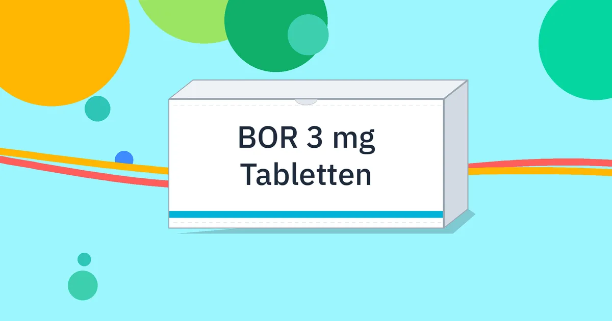 Symbolbild: Packung mit der Aufschrift BOR 3 mg Tabletten (PZN 11516528) – Verfügbarkeit und Bezug in Apotheken in Frankfurt am Main