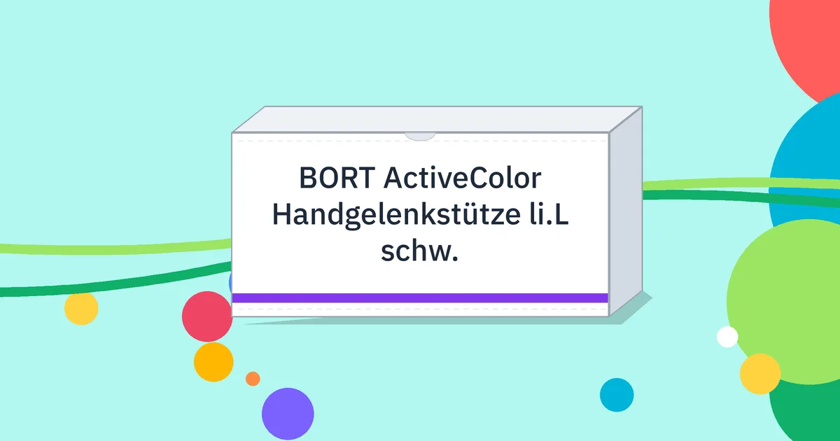 Symbolbild: Packung mit der Aufschrift BORT ActiveColor Handgelenkstütze li.L schw. (PZN 13423877) – Verfügbarkeit und Bezug in Apotheken in Frankfurt am Main