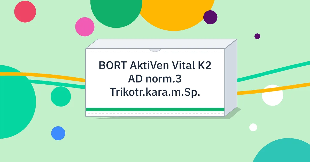 Symbolbild: Packung mit der Aufschrift BORT AktiVen Vital K2 AD norm.3 Trikotr.kara.m.Sp. (PZN 12549435) – Verfügbarkeit und Bezug in Apotheken in Frankfurt am Main